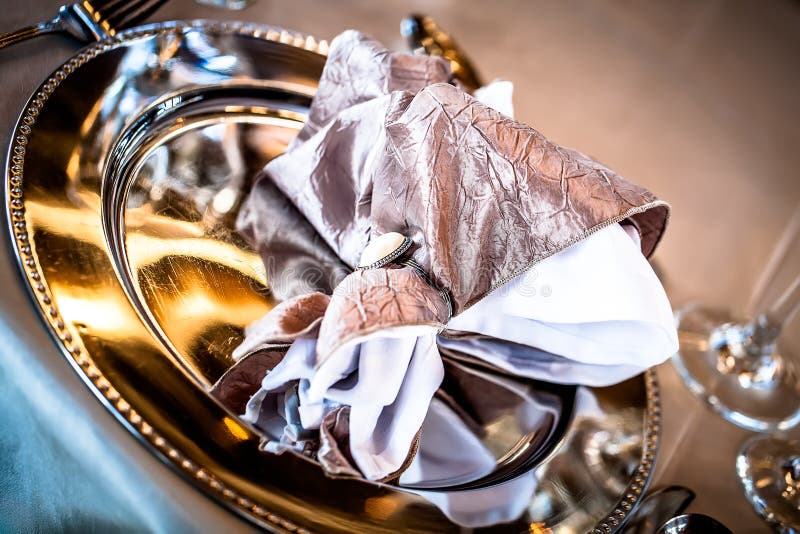 Napkin on silverware stock photo. Image of decorated - 33948218