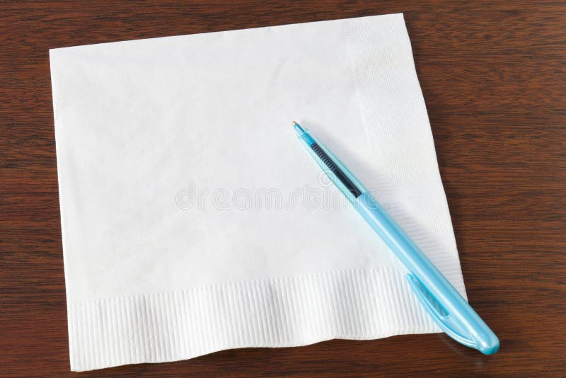 Napkin and Turquoise Ball Pen on Dark Oak Stock Photo - Image of ...