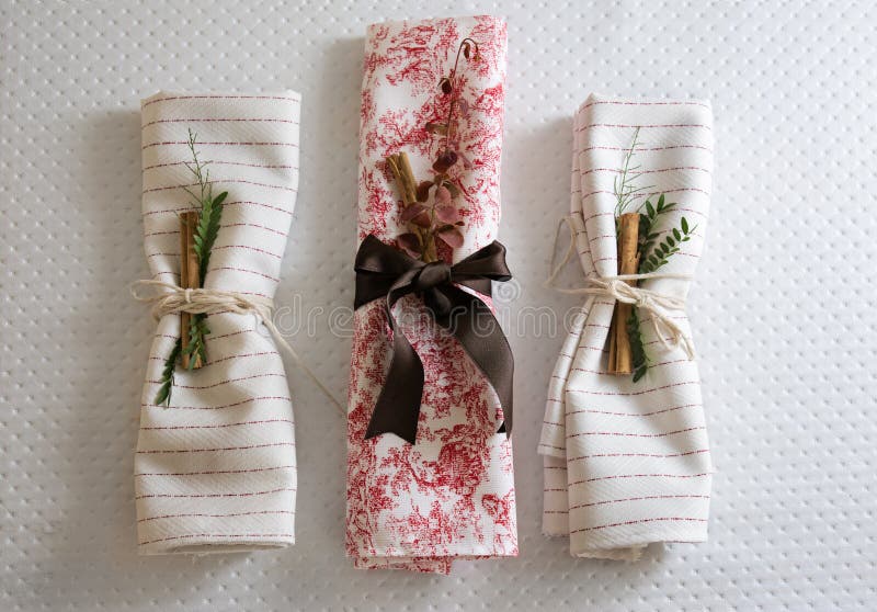 Napkins Decorated Christmas Stock Photo - Image of handmade, cloth ...
