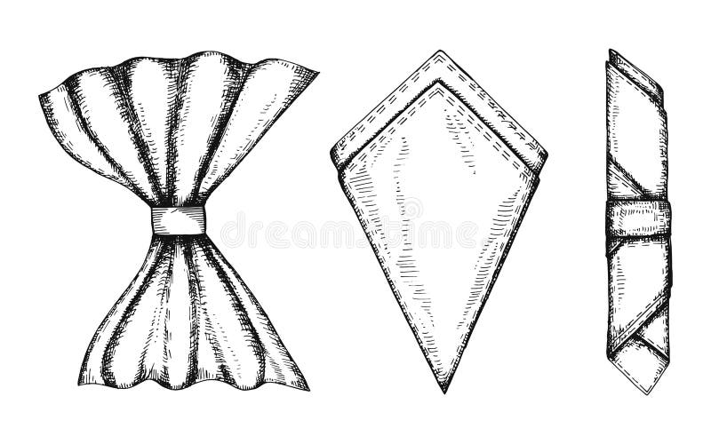 Napkins Serving. Hand Drawing Vector Set Stock Vector - Illustration of ...
