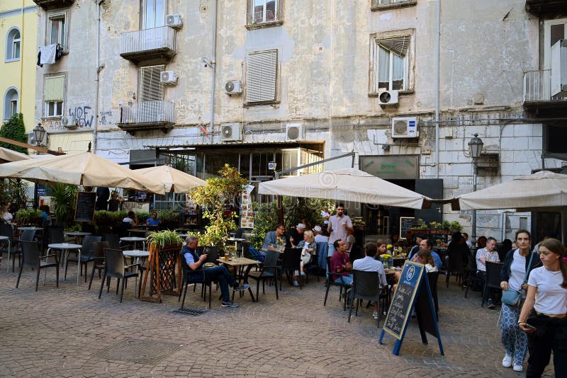 Naples Cafe Terrace with Custmers Editorial Photography - Image of ...