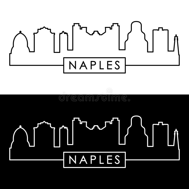 Naples City Skyline. Linear Style Stock Vector - Illustration of ...