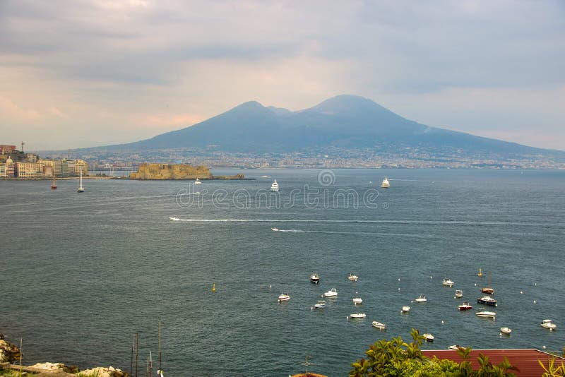 Naples cityscape and gulf stock image. Image of castel - 96349359