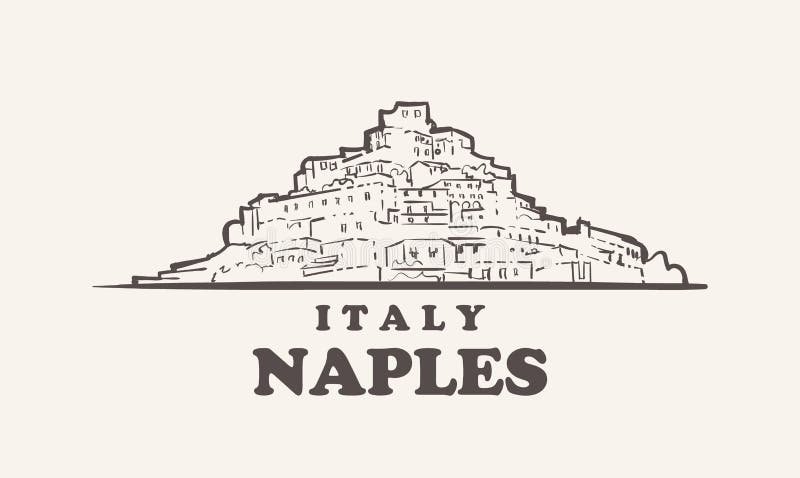 Naples Cityscape Sketch Hand Drawn ,italy Vector Illustration Stock ...