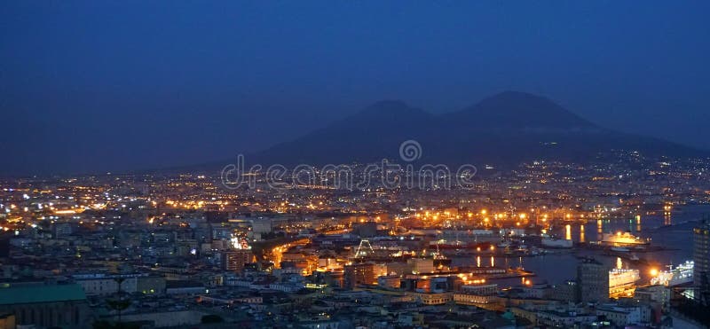 Naples cityscape stock image. Image of night, view, vesuv - 59687247