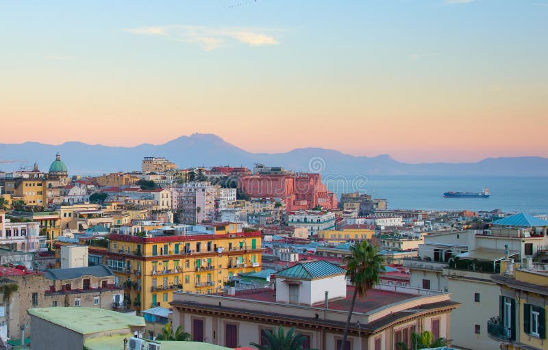 Naples at dusk, Italy stock image. Image of light, italian - 87116073