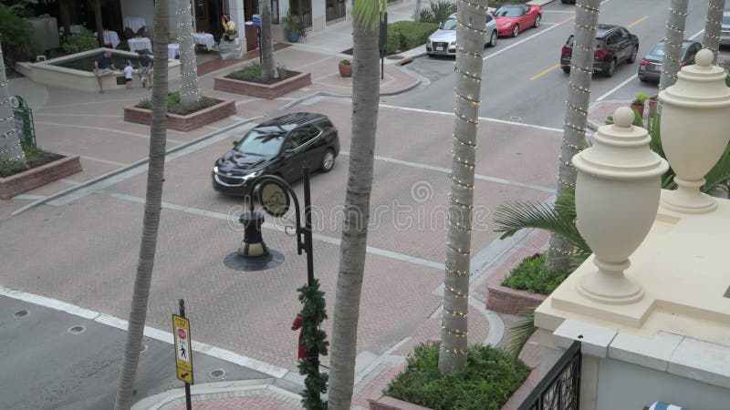 High Angle Video of Traffic Going through Intersection in Downtown ...