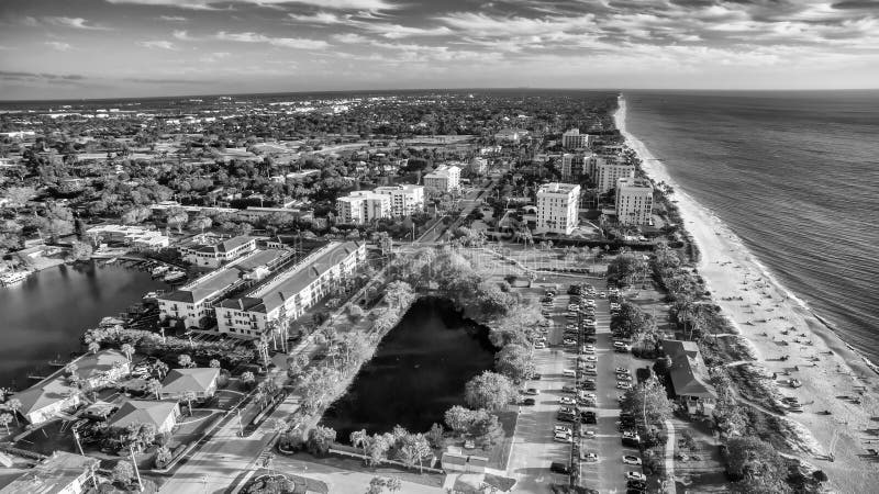 Naples, Florida - Panoramic Aerial View of the Beautiful City Beach ...
