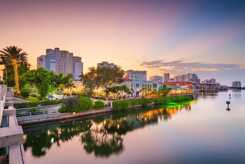 Naples, Florida, USA Downtown Skyline Stock Image - Image of canal ...