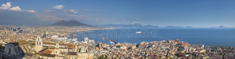 NAPLES, ITALY - APRIL 22, 2023: the Panorama of Naples in the Evening ...