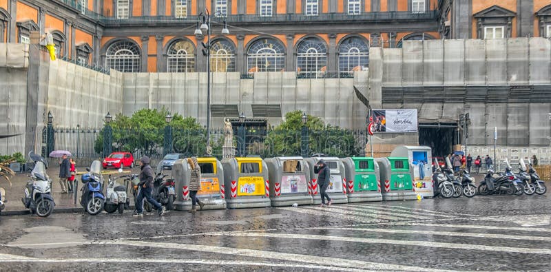 Naples, ITALY, 02,01,2018: Garbage Containers on Street of Naples ...