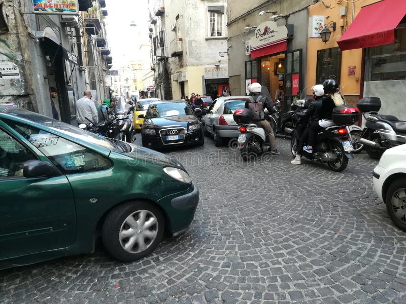 Naples, Italy, Typical Street Traffic Scene, October 2017. Editorial ...