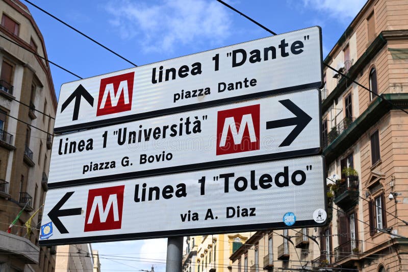 Naples metro signs stock photo. Image of closeup, signs - 338033884