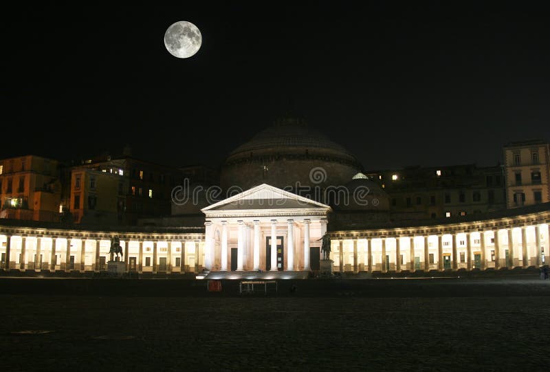 Naples moon stock image. Image of night, main, square - 73769061
