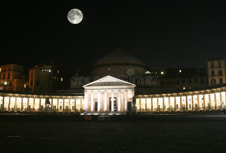Naples moon stock image. Image of night, main, square - 73769061