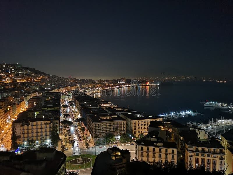 Naples by night stock image. Image of italy, naples - 265563121