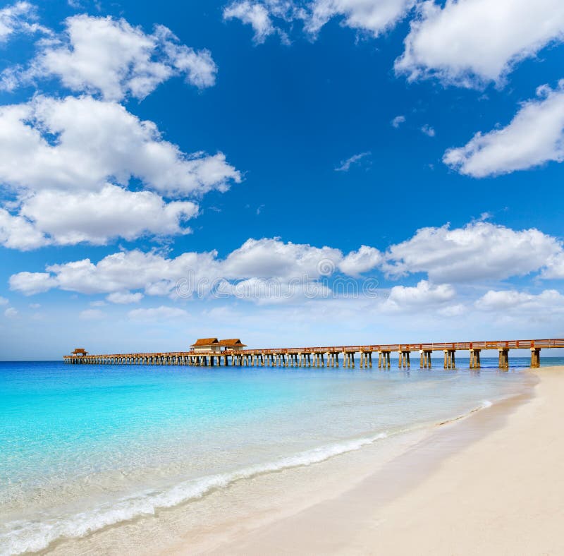Naples Pier and Beach in Florida USA Stock Image - Image of blue, wavy ...