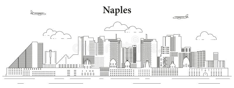 Naples Cityscape Line Art Vector Illustration Stock Vector ...
