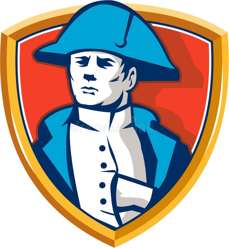 Napoleon Bonaparte Bicorn Hat Shield Retro Illustration de Vecteur ...