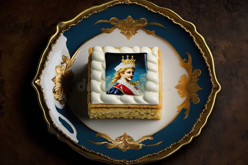 Napoleon Cake with Icing on Top in Square White Plate Stock ...