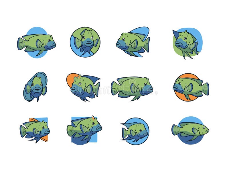 Napoleon Fish, Simple Logo Set Bundle, Vector Illustration Stock Image ...