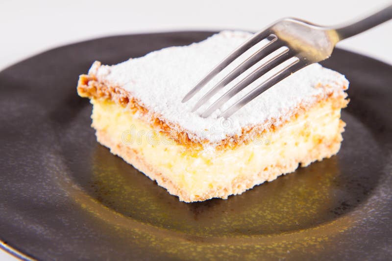 Napoleonka Cake Eaten with a Fork Stock Image - Image of pastry, cake ...