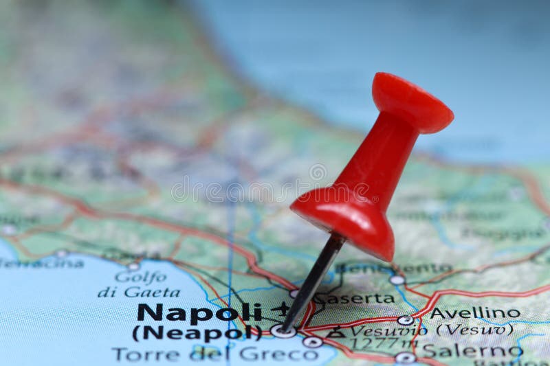 Napoli, Neapol, Italy Pin on Map Stock Image - Image of district ...