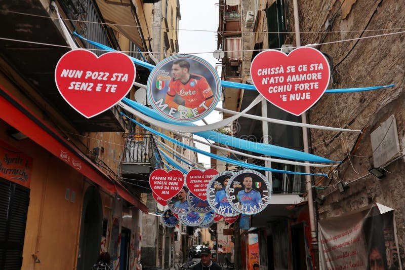 Napoli - Striscioni in Vico Tre Regine Editorial Stock Image - Image of ...