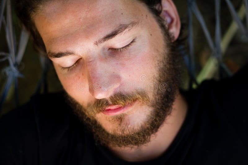 Napping man closeup stock image. Image of outdoor, closed - 27704447