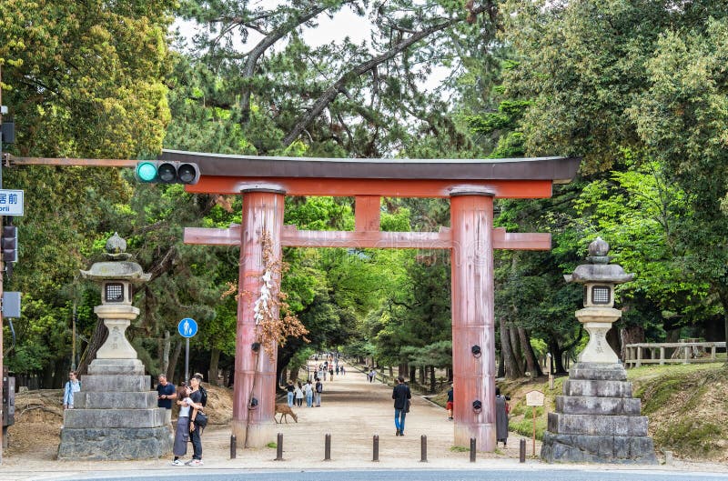 Large Torii Gate at the Entrance of Nara Park Editorial Photography ...