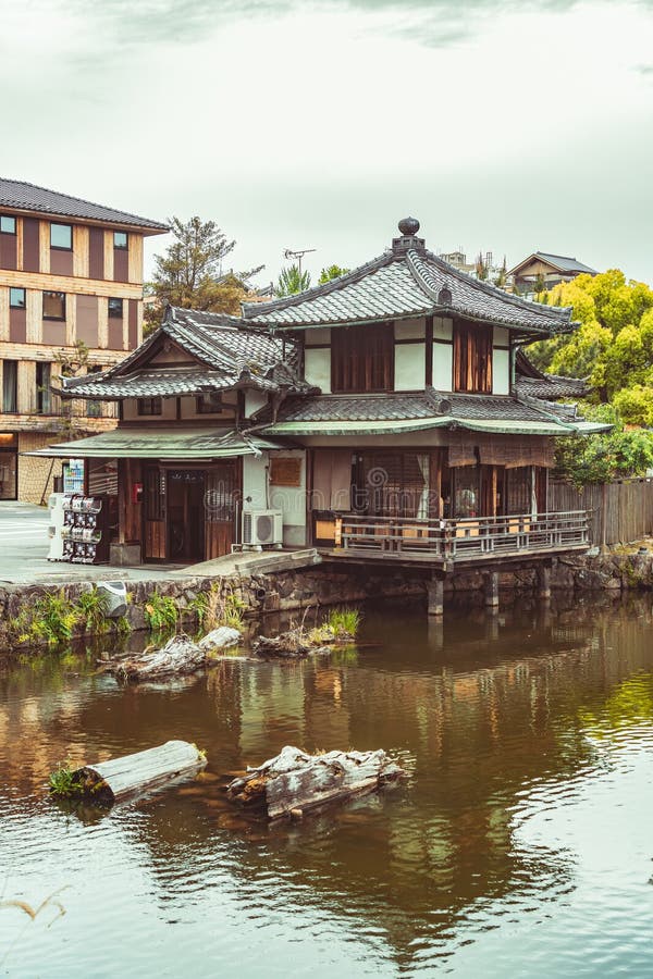 Traditional Architecture in Nara. View with the Sarusawa-Ike Pond Park ...