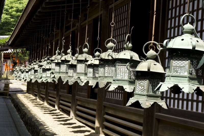 Japan, Nara, View of Lanterns in the Temple Stock Photo - Image of ...