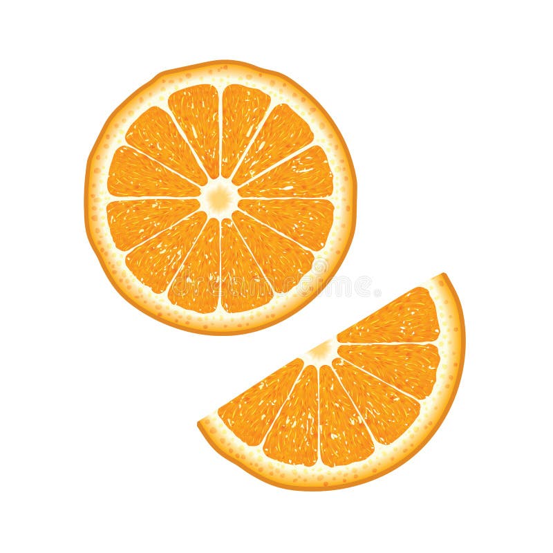 Naranja Aislada Y Naranja Medio Cortada. Vector Ilustración del Vector ...