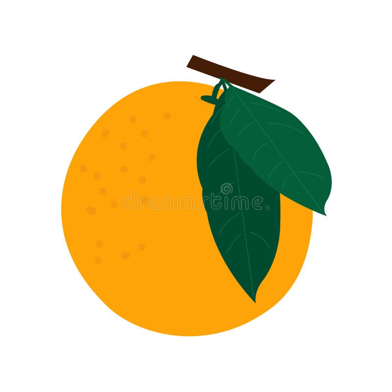 Naranja Con Hoja Para Imprimir Stock de ilustración - Ilustración de ...