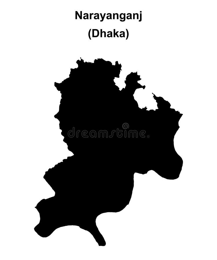 Narayanganj outline map stock vector. Illustration of outline - 371637368