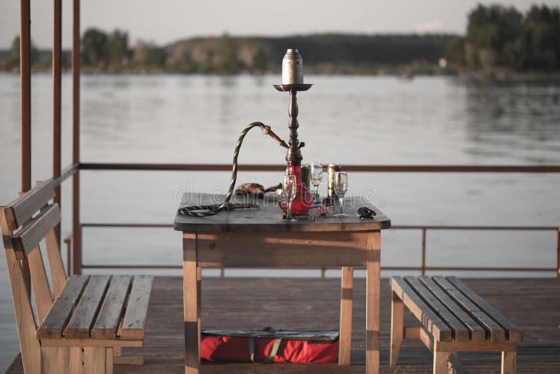 Narghile on the pier stock image. Image of lifestyles - 50547547