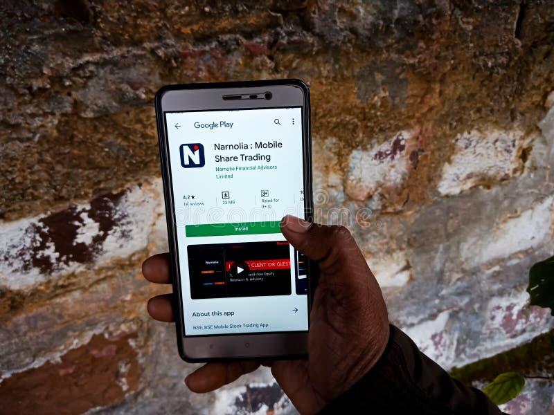 Narnolia Mobile Trading App Displayed on Digital Screen in India Dec ...