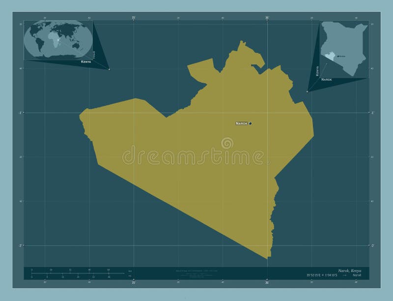 Narok, Kenya. Solid. Labelled Points of Cities Stock Illustration ...