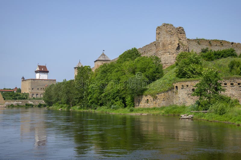 Narova River on the Border of Russia and Estonia Stock Photo - Image of ...