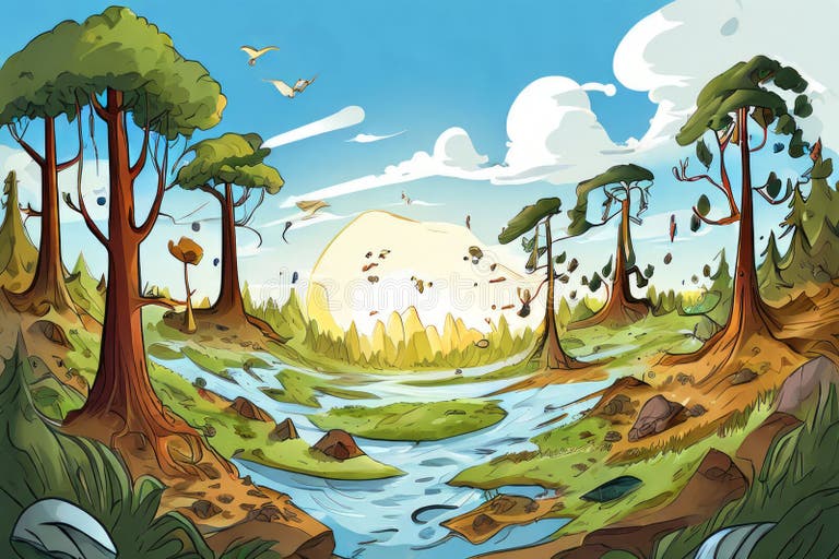 Narrative Elements the Cartoon Could Depict an Ecosystem Evolvin Stock ...