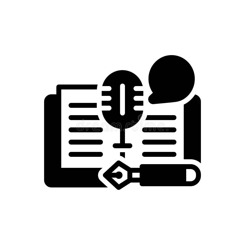 Black Solid Icon for Narrative, Mike and Speech Stock Vector ...