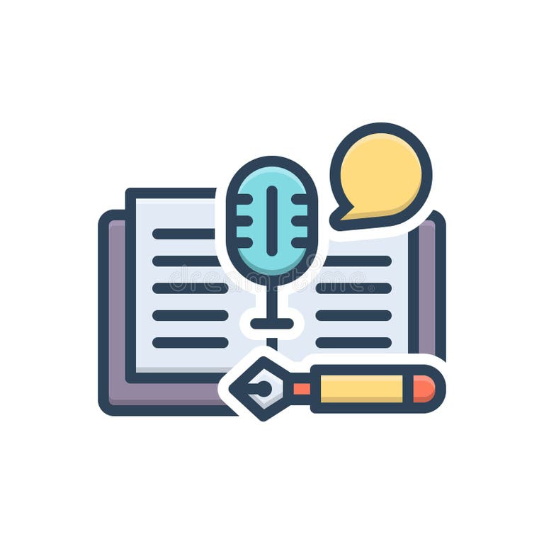Color Illustration Icon for Narrative, Mike and Voice Stock ...