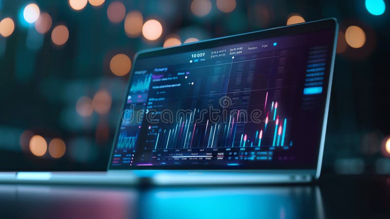 Narrow AI Software Analyzing Financial Data on a Laptop, Finance ...