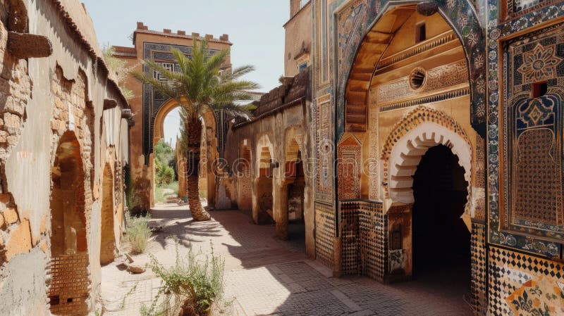 A Narrow Alley with a Clock Tower in the Background. Suitable for Urban ...