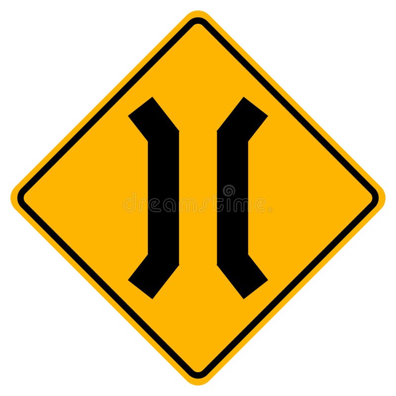 Narrow Bridge Traffic Road Sign,Vector Illustration, Isolate on White ...