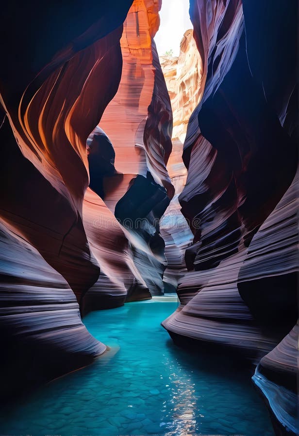 A Narrow Canyon with a River Running through it Stock Illustration ...