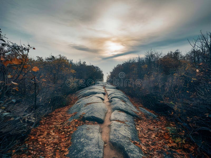 Narrow Cobbled Path Leads To a Dead End Surrounded by Dense Foliage ...