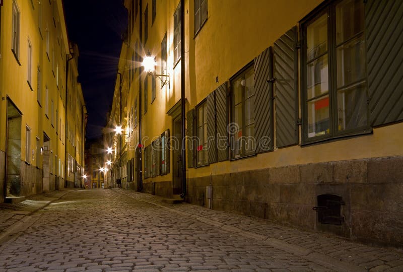 Empty alley at night. stock image. Image of darkness - 29797727