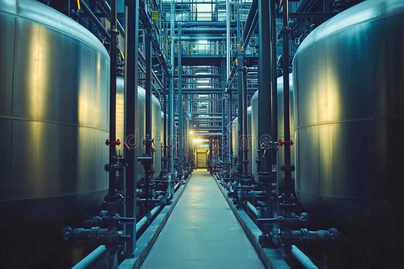 Industrial Facility Showcasing Large Storage Tanks and Intricate Piping ...
