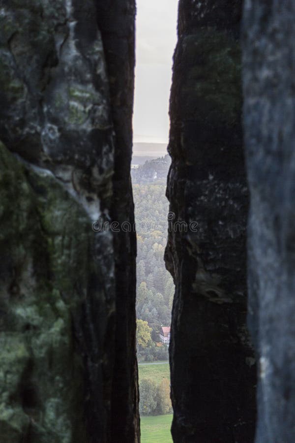 A Narrow Dark Long Gap between Two Stony Cliffs Stock Image - Image of ...